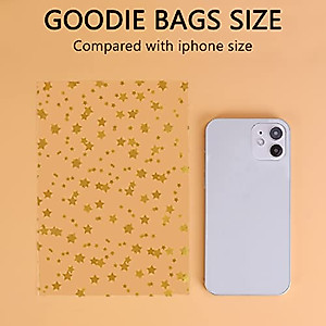 Bosose 100 Pcs 5"X 7" Star Goodie Bags Gift Wrap Cello Cellophane Treat Bags Party Favor Bags Clear Candy Cookie Bags Plastic Poly Goodie Storage Bags with Twist Ties for Bakery,Birthday, Wedding