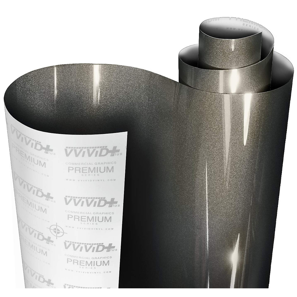 VViViD+ Ultra Gloss Candy Charcoal Grey Vinyl Car Wrap Premium Paint Replacement Film Roll with Nano Air Release Technology, Stretchable Protective Cap Liner, Self Adhesive (1ft x 5ft)