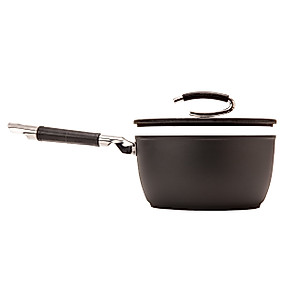 Vesuvio Ceramic Coated Nonstick Induction Compatible Sauce Pan, 2.6 Quart | Heat Resistant Silicone Handle | Durable, High Heat Aluminum Base with No PTFE, PFOA, Lead | Oven Safe | Made In Italy