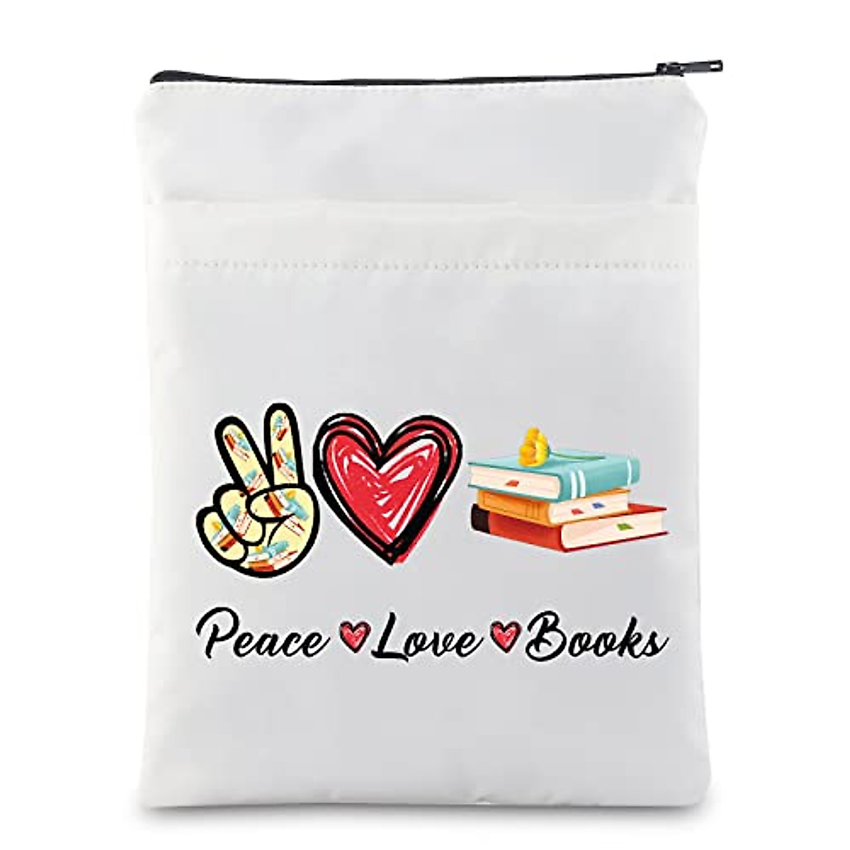 MNIGIU Funny Book Lover Gift Bookish Book Sleeve with Pocket Peace Love Book Protector Cover Kindle Book Sleeve (Peace Love Book)