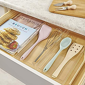 STORi SimpleSort 2-Piece Stackable Clear Drawer Organizer Set | 15" x 6" x 2" Rectangle Trays | Wide Makeup Vanity Storage Bins and Office Desk Drawer Dividers | Made in USA