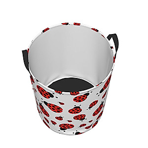 Laundry Hamper Compatible With Ladybug Red Black Dots White Collapsible Large Clothes Basket with Easy Carry Extended Handles for Clothes Toys Bathroom Nursery