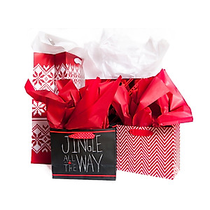 Iconikal Christmas Tissue Paper Assortment, 20 x 20-Inch, 50 of Each Red, White, Green, 150-Count for Gifts, Boxes, Decorations, Bags, Wrapping