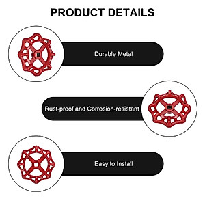 uxcell Outside Faucet Handles,2Pcs 9 x 9mm-Round Wheel Handle Water Spigot Handle Replacement for Garden, Courtyard, Bathroom (Red)