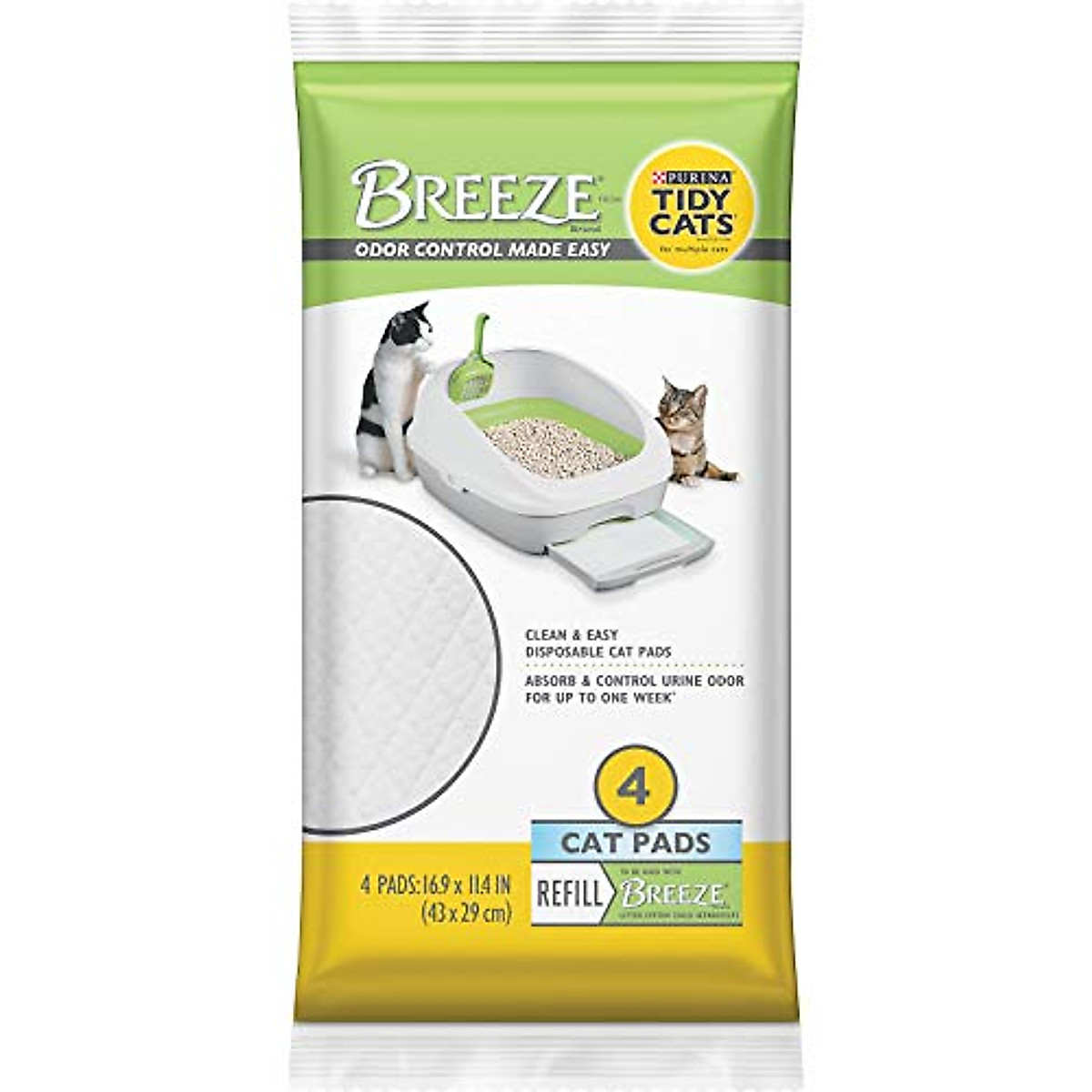 Breeze Cat Pads Refill for Multiple Cats, 4 ct (2 Pack)