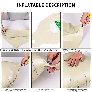 Brown Beige Cream Heart Balloons, 18inch 12PCS Coffee Cream Beige Heart Shape Balloons, Nude Neutral Foil Love Balloons for Valentine's Day Decorations for Engagement Baby Shower Wedding