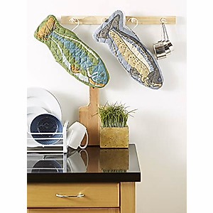 DII Cotton Lake House Fish Oven Mitts, 6 X 16.5 Set of 2, Machine Washable and Heat Resistant for Kitchen Cooking and Baking