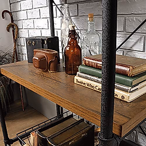 Sauder Iron City Tall Bookcase/Book Shelf, Checked Oak Finish