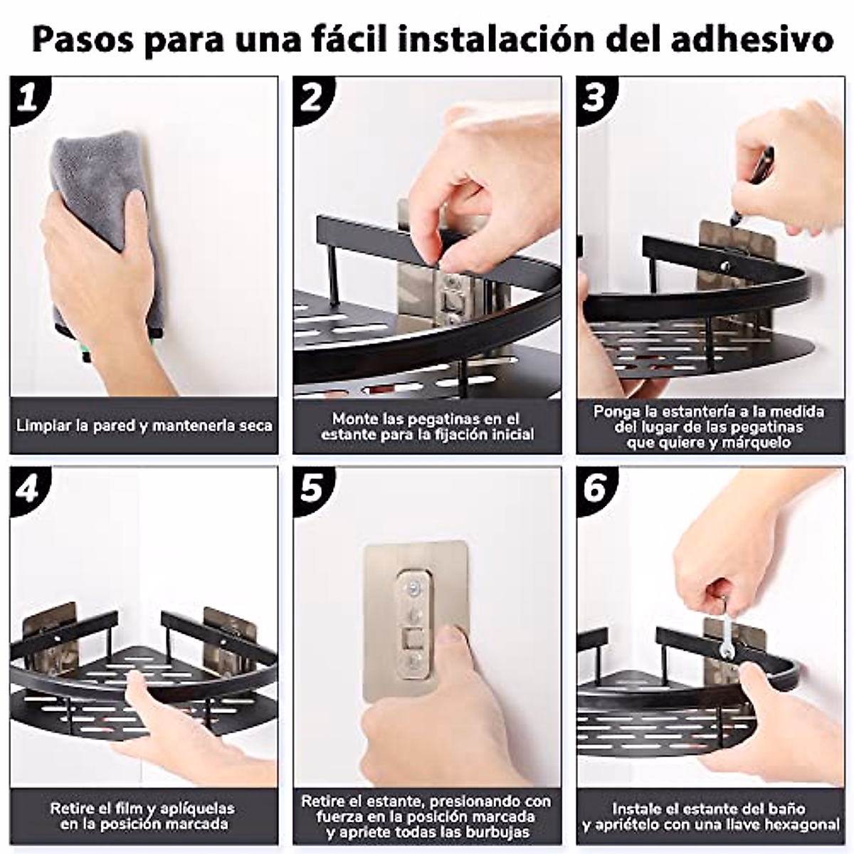 Corner Shower Caddy Black 2 Pack With 2 Soap Dishes, No Drilling Wall Mounted Shower Organizer With 4 Movable Hooks, Space Aluminum Rustproof Shower Shelf For Bathroom