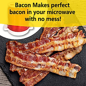Bacon Can Microwave Cooker as Seen on TV, Bacon Cooker for Microwave Oven，Splash Proof and Mess Free Design, Pour the Grease Right Out, Easy to Clean, Easy to Store