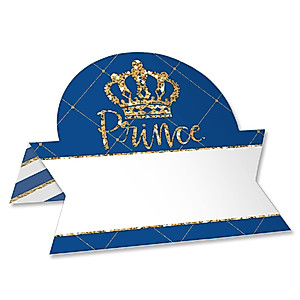 Big Dot of Happiness Royal Prince Charming - Baby Shower or Birthday Party Tent Buffet Card - Table Setting Name Place Cards - Set of 24