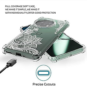 Osophter for Oneplus 11 Case Women Girls Flower Floral Shock-Absorption Flexible TPU Rubber Phone Cover for Oneplus 11 5G(White Lace)