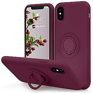 MOCCA for iPhone Xs Case, iPhone X Silicone Case with Kickstand | Anti-Scratch Full-Body Shockproof Protective Case for iPhone Xs/X - WineRed