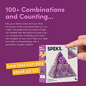 Speks Geode Pyramid 12-Piece Building Set - Quartz - Fun Desk Toy for Adults