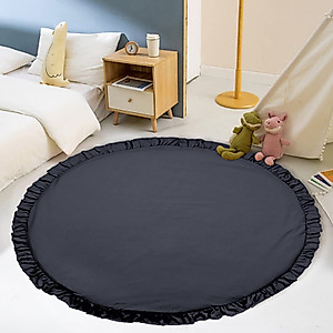 ABREEZE Baby Cotton Play Mat Soft Crawling Mat White Detachable Washable Game Blanket Floor Playmats Kids Infant Child Activity Round Rug Home Room Decor