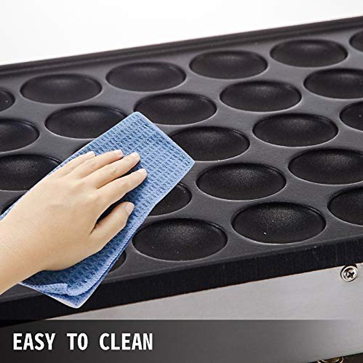 VBENLEM 110V Mini Dutch Pancake Baker 50PCS 1700W Commercial Electric Nonstick Waffle Maker Machine 1.8 Inches for Home and Restaurants