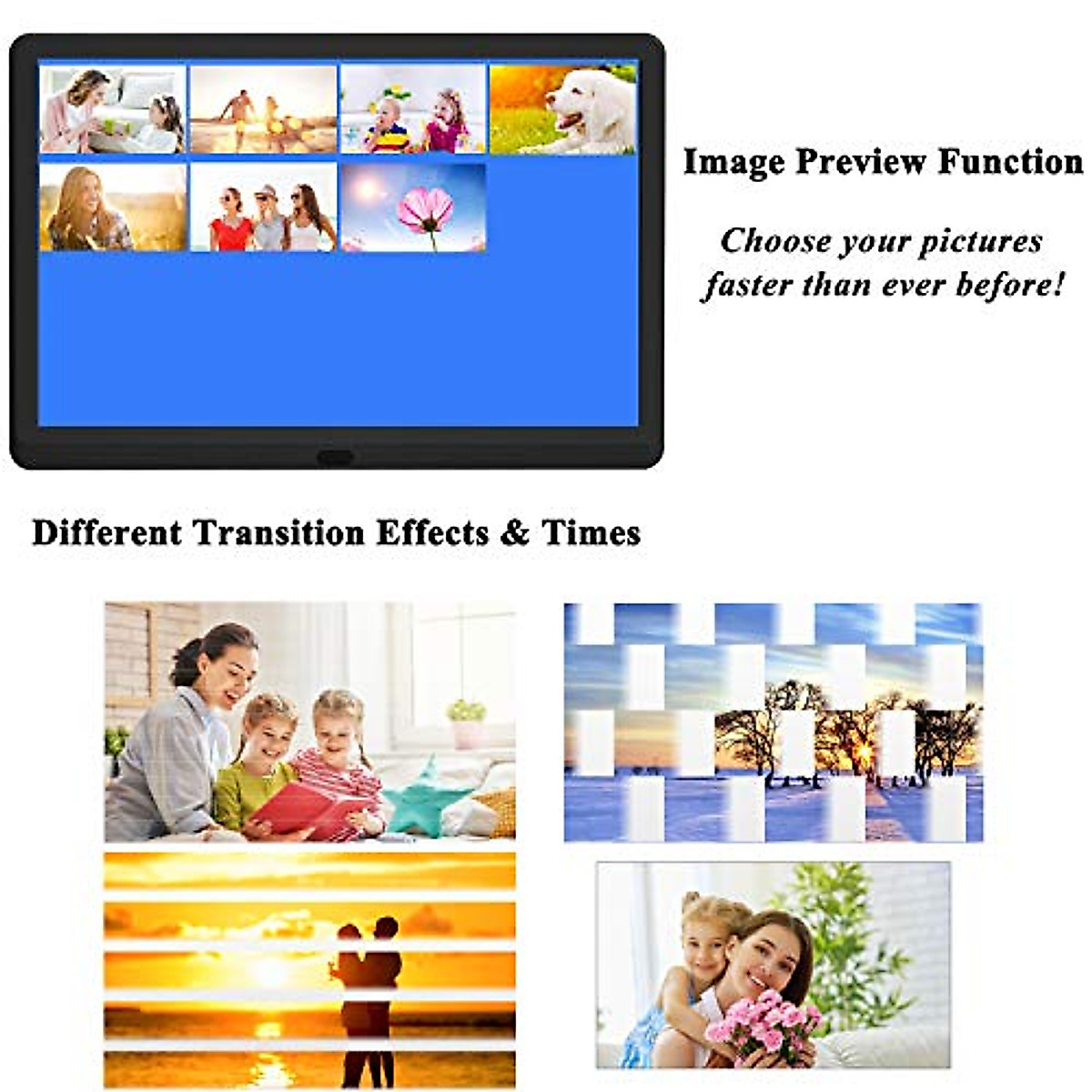 Atatat 10 inch Digital Picture Frame 1920x1080 Brightness Adjustable IPS Screen Digital Photo Frame with Timing Switch, Background Music Playing, 1080P Video Playback, Easy Plug and Play for All Ages