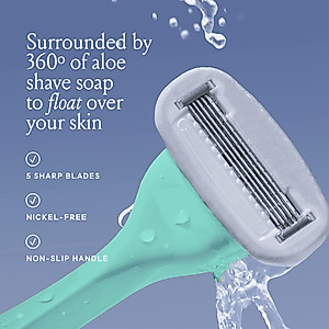 Billie Razors for Women Shave Kit – Razor + 4 x 5-Blade Razor Refills + Magnetic Holder – Minty