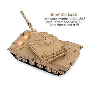 DS. DISTINCTIVE STYLE 1/48 Scale Metal Tank Model M1A2 Abrams Main Battle Tank Toy Plastic Model with Sound and Light