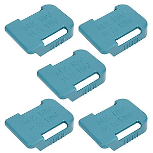 Bindpo Battery Rack, 5Pcs Battery Wall Mount Storage Shelf Rack, Battery Holder Compatible for Makita 18V/for Bosch 18V Batteries, Shelf Bracket Belt Slot(Cyan)