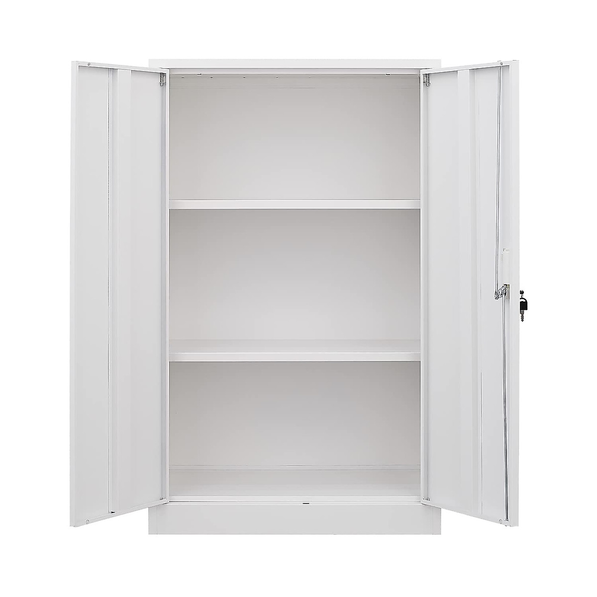 DSHADE Modern Office File Cabinet 3 Tier Metal Filing Cabinet Steel Lateral Office File Cabinets with Lock Doors and Adjustable Shelf Printer Stand Organization for Home Office (White)