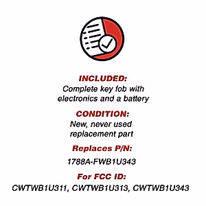 KeylessOption Keyless Entry Remote Control Car Key Fob Replacement for CWTWB1U343, CWTWB1U313 (Pack of 2)