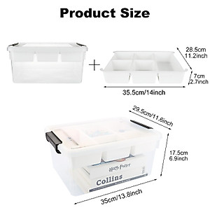 CYEAH 17 QT Plastic Storage Box with Removable Tray, Craft Organizers and Storage Clear Storage Container, Art Supply Storage Bins with Lids for Organizing Building Bricks Toys Bead Tool Sewing