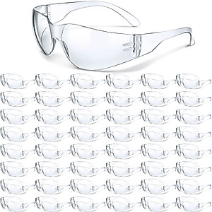 Weewooday 48 Pcs Safety Glasses One Size Safety Eyewear Eye Protection Goggles with Clear Protective Lens for Work Lab (Clear)