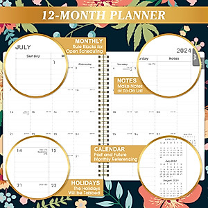 Planner 2023-2024 - July 2023 - June 2024, Academic Planner/Calendar 2023-2024, 2023-2024 Planner Weekly and Monthly with Printed Tabs, 8" x 10", Flexible Cover, Thick Paper, Perfect Daily Organizer - Floral