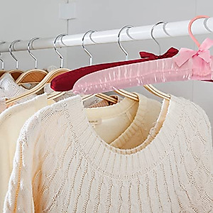 YARNOW Heavy Duty Coat Hangers Satin Padded Hangers, Pack of 6 Sweater Hangers No Shoulder Bump, Sweater Hangers No Bump (15 x 4. 5 Inch Assorted Color) Heavy Duty Hangers