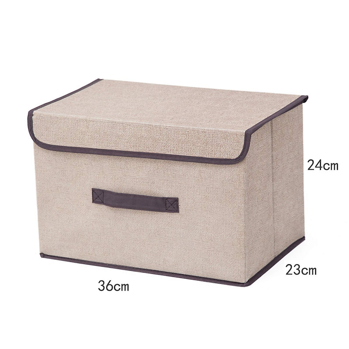 Cicilin Foldable Storage Basket, 2 Pack Lidded Storage Bins with Handle Organize Clothes Toys Book Universal Household Containers for Bedroom Wardrobe Clothes Office Shelf (Beige)