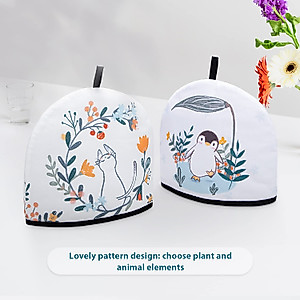 Adhafera Tea Cozy, Tea Cozy for Teapot with The Cat and Penguin Pattern, Gifts with 100% Cotton Polyester Wadding Cover, for Kitchen and Dining