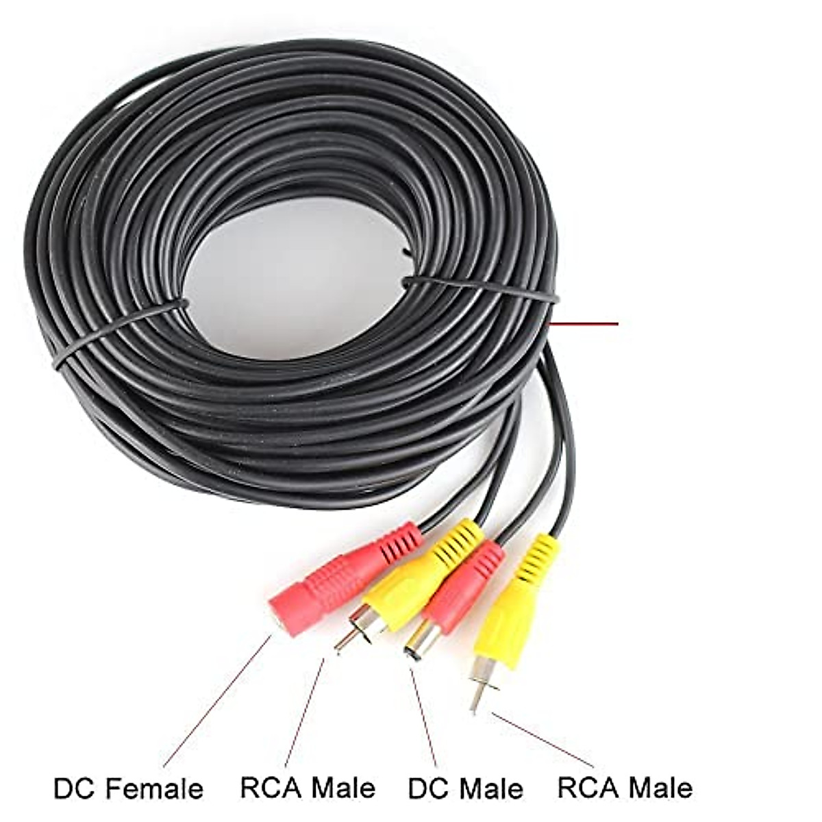 Backup Camera 50ft DC 12V Power Audio Video AV Extension Cable for Cars/ Tuck / Bus / Trailer Reverse Parking System
