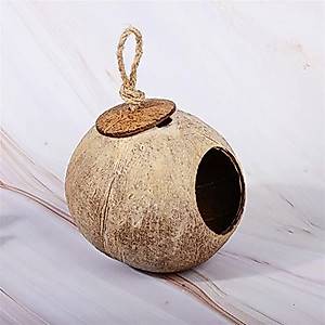 TATBUL Pets Hammocks Bird's Nest Natural Coconut Shell Small Pet Bird Parrot Cage Bird's Nest Hut Round Bed Hammock Aviary