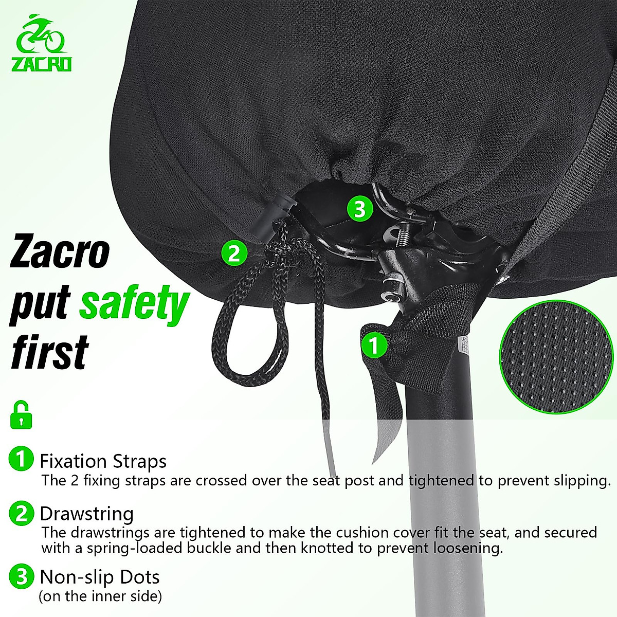 Zacro Bike Seat Cushion - Gel Padded Cover for Men Women Comfort, Extra Soft Exercise Bicycle Compatible with Peloton, Stationary or Cruiser Seats