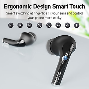 CALCINI Wireless Earbuds, Bluetooth Earbuds 5.3 with LED Power Display Charging Case (Black)