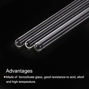 MECCANIXITY Borosilicate Glass Stick 5.91" Length 6mm Dia Stir Rod Mixing Tools with Both Ends Round for Lab Kitchen Science 3Pcs