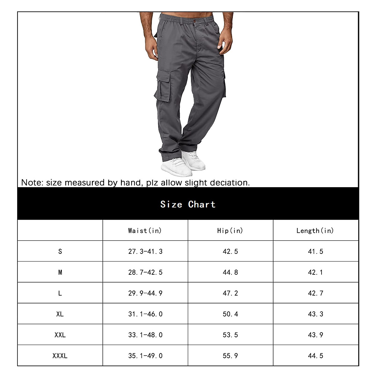 AIFARLD Men's Cargo Pants with Pockets Cotton Hiking Sweatpants Casual Athletic Jogger Sports Outdoor Trousers Relaxed Fit Grey