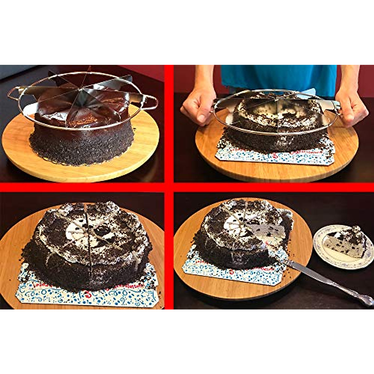 Round Cake Slice & Pie Slicer Marker Set, Winco Stainless Steel Pie Cutter 8 Cut + Plastic Double Sided Cake Marker 10-12 Slice + 10 Cut Aluminum Pie Slicers Marker Bundle