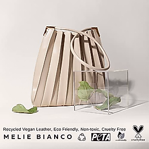 Melie Bianco Carrie Bag - Luxury Faux Leather Shoulder Bag - Vegan Purse with Matching Pouch - 100% Cruelty-Free Fabric - Bone