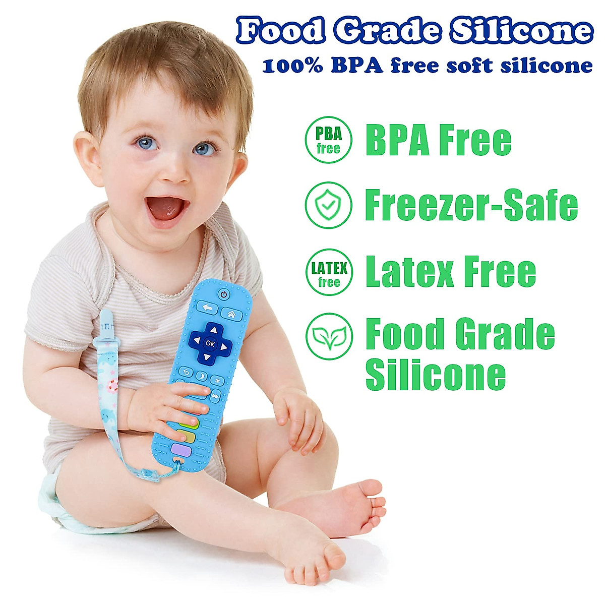 Silicone Baby Teething Toys,Baby Remote Control Toy,Remote Teether for Babies 3-24 Months,Baby Remote Teething Toys,Teething Relief Toys 6-12 Months,Teething Toys BPA Free Refrigerator Safe.