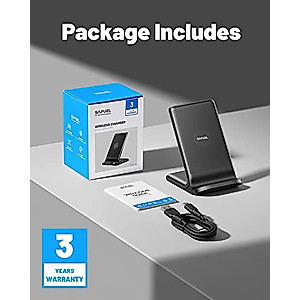Wireless Charger, 15W Fast Wireless Charging Station, SAFUEL Wireless Charging Stand with Sleep-Friendly Light for iPhone 14 13 12 Pro XR XS 8 Plus Samsung Galaxy S22 S21 S20 Note 10 Ultra Google