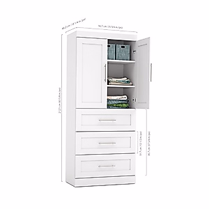 Bestar Pur Wardrobe with 3 Drawers in White, 36W