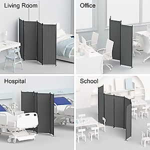 Morngardo Room Divider Folding Privacy Screens 4 Panel Partitions 88" Dividers Portable Separating for Home Office Bedroom Dorm Decor (Grey)