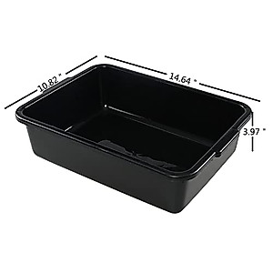 Ponpong 8 L Commercial Plastic Bus Box, Black Bus Tubs Restaurant, 5 Packs