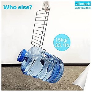 villertech Deep Shelf Dividers, 6 Pcs Metal Shelve Dividers Sturdy Organizer Separator for Garage & Warehouse Storage, Heavy Duty Shelves, 11.8x16.9 inch, Black