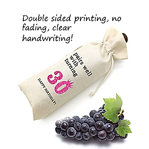 30th Birthday Wine Bag, Presents for 30st Birthday girl, 30 Years Old Gift Idea Wine Bag for Her Girl Friend, Sister, Birthday Party Decorations - Cotton linen drawstring wine bags