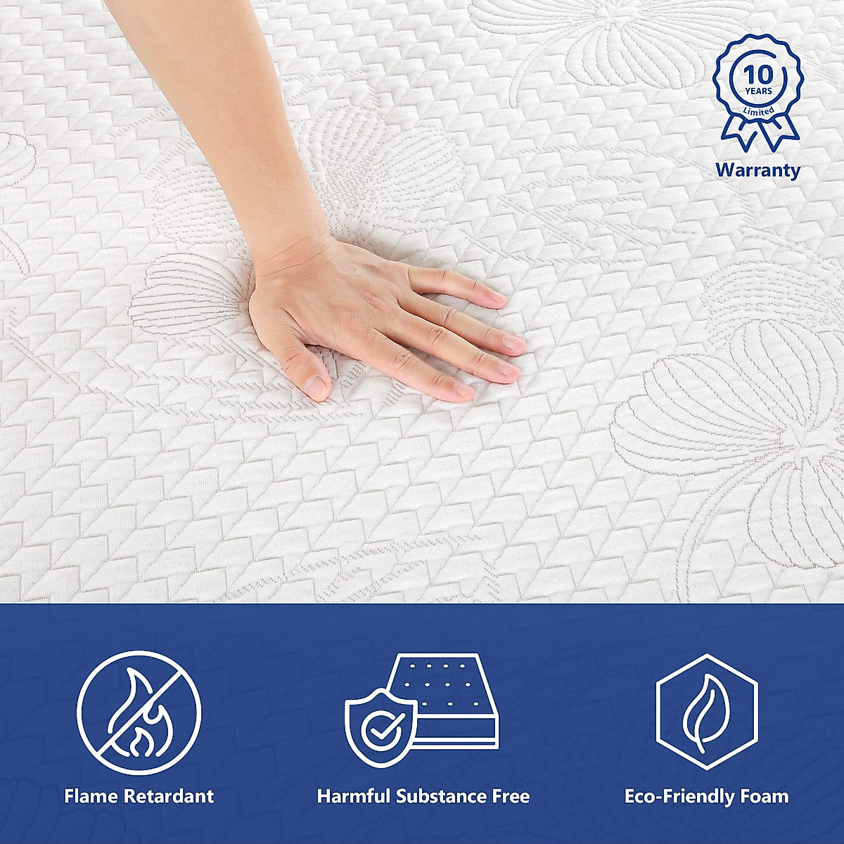 Olee Sleep 8 Inch Ventilated Gel Infused Memory Foam Mattress, CertiPUR-US® Certified, Gray, Full