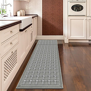 GOYLSER Rubber Kitchen Mats for Floor Non Skid - Absorbent Kitchen Carpet Jute Kitchen Rugs Rustic Hallway Rugs Kitchen Mat Kitchen Bath Mat - Grey Kitchen Mats Runner Rugs Mats for Standing Mat