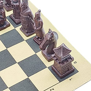 Portable Chess Set,Travel Chess Game,Unique Handmade Chess Pieces and Folding Leather Chessboard for Kids Adults Family Chess